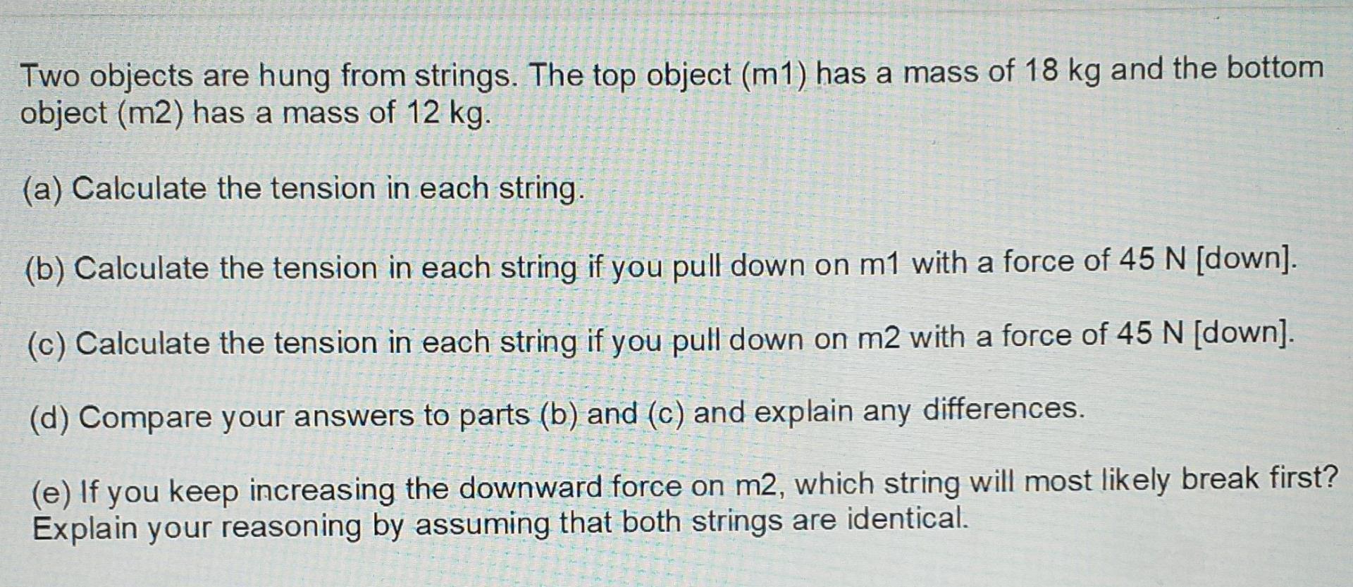 Solved string A string B m m₂ Two objects are hung from | Chegg.com