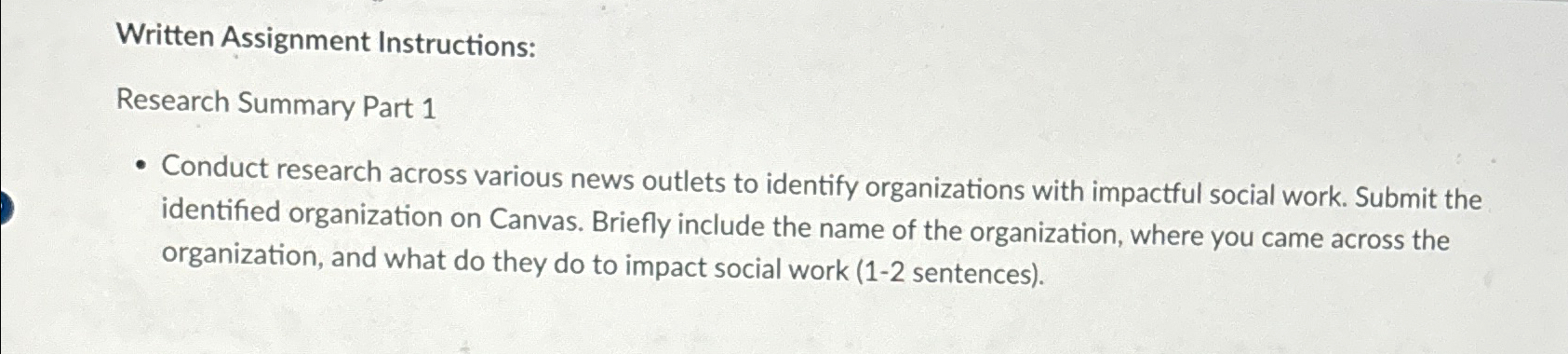 Solved Written Assignment Instructions:Research Summary Part | Chegg.com