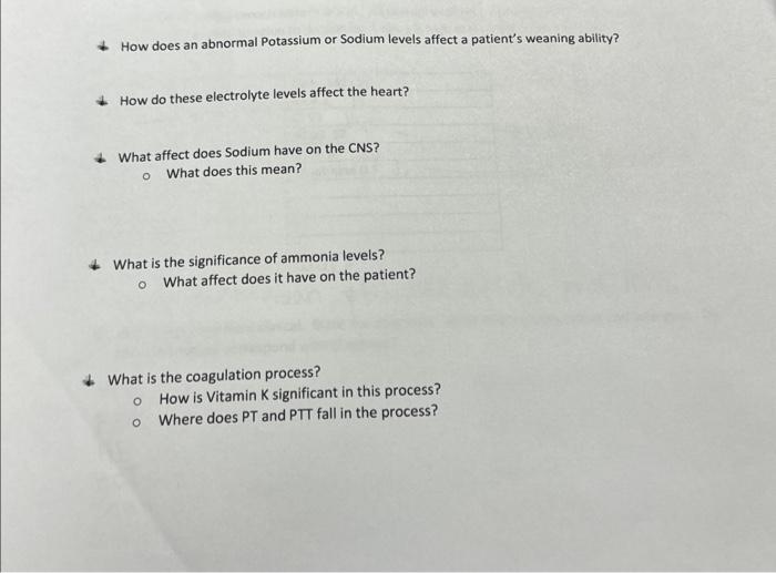 Solved + How does an abnormal Potassium or Sodium levels | Chegg.com