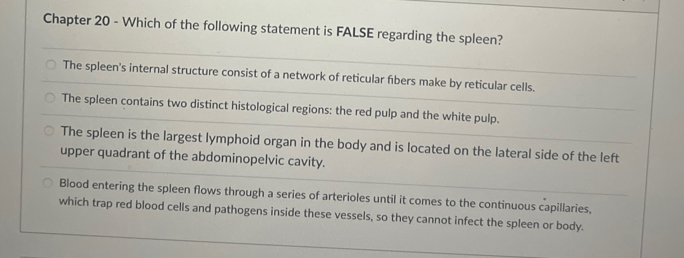 Solved Chapter 20 - ﻿Which of the following statement is | Chegg.com