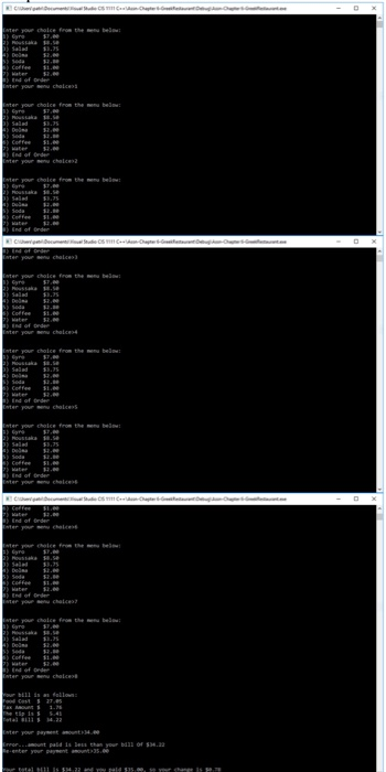 Solved Description: Write a menu-driven C# program for food | Chegg.com