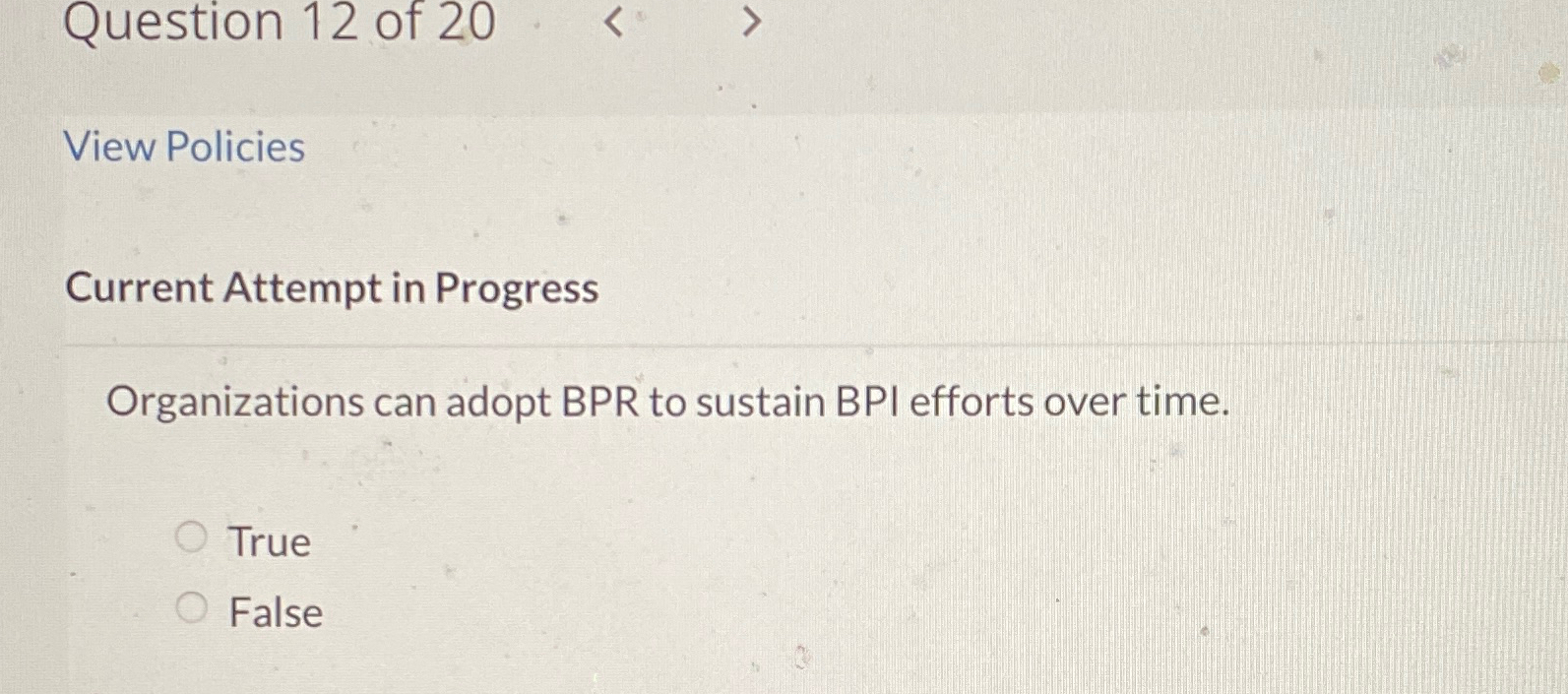 Solved Question 12 ﻿of 20View PoliciesCurrent Attempt in | Chegg.com