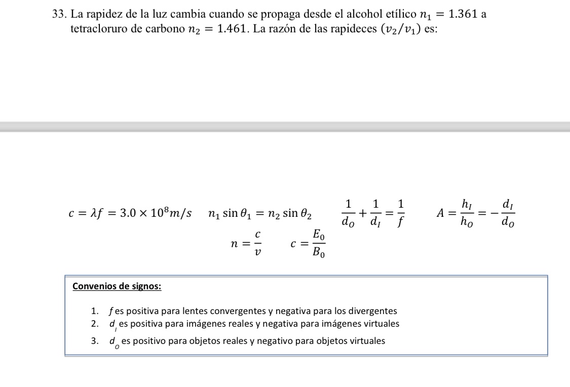 Solved La rapidez de la luz cambia cuando se propaga desde | Chegg.com