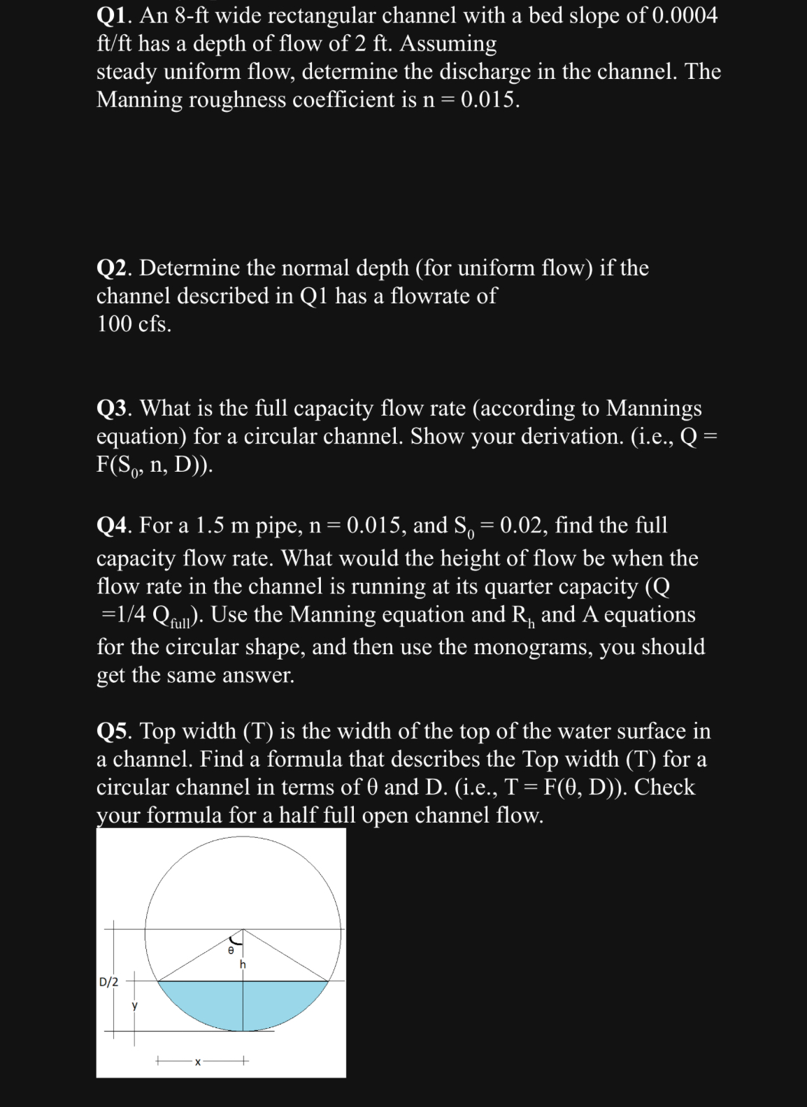 Solved Q1. ﻿An 8-ft wide rectangular channel with a bed | Chegg.com