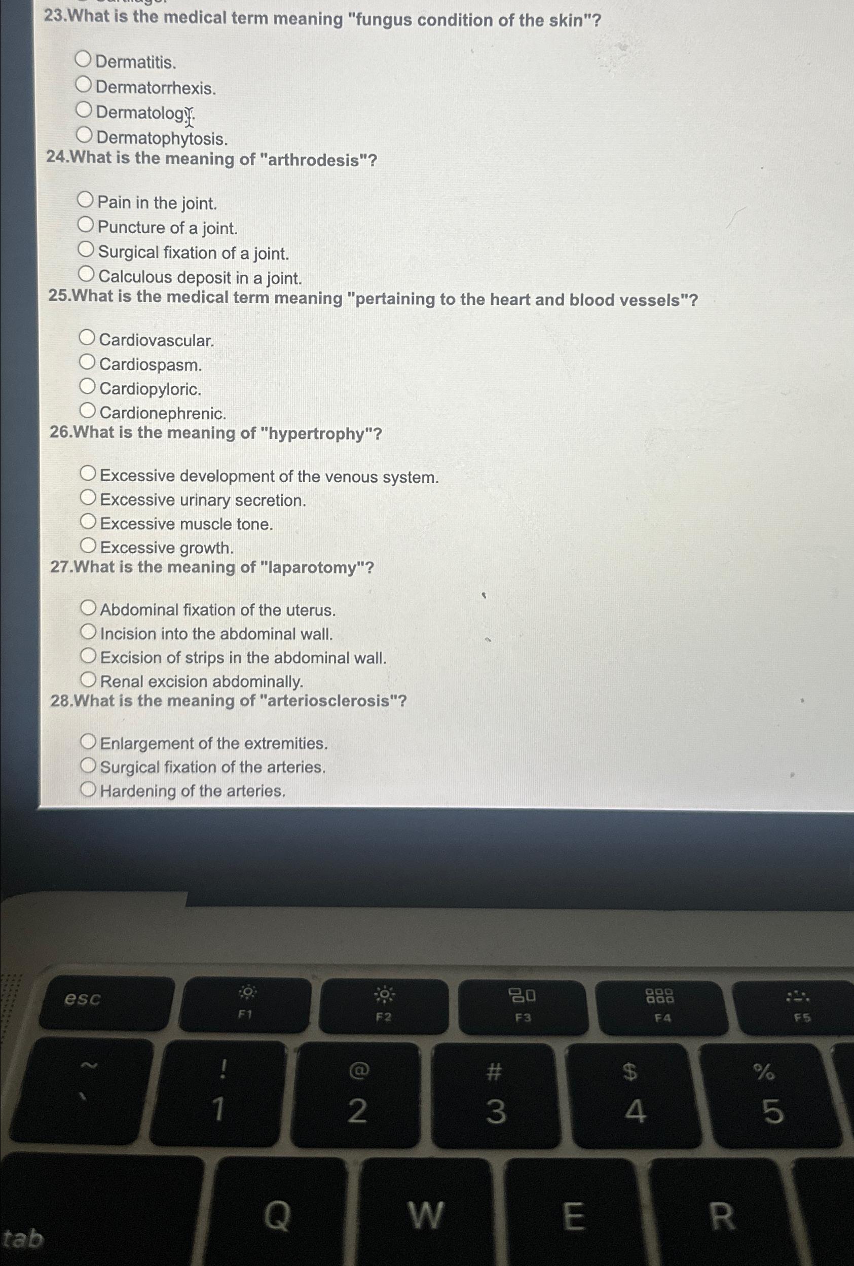 Solved 23.What is the medical term meaning "fungus condition | Chegg.com