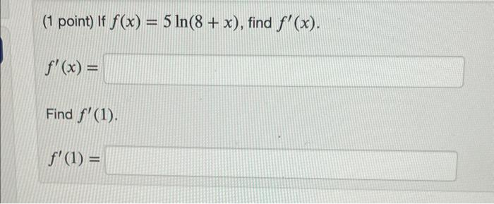 Solved (1 point) Suppose that f(x)=20ex−exe f′(3)=( 1 point) | Chegg.com