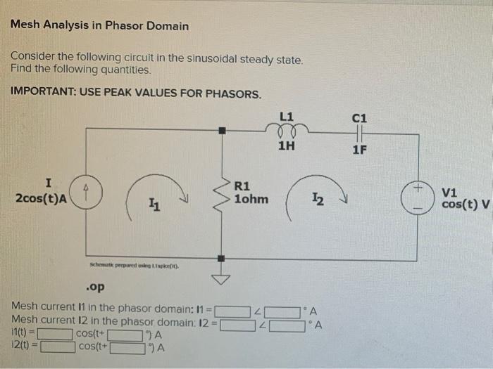 Solved Mesh Analysis in Phasor Domain Consider the following | Chegg.com