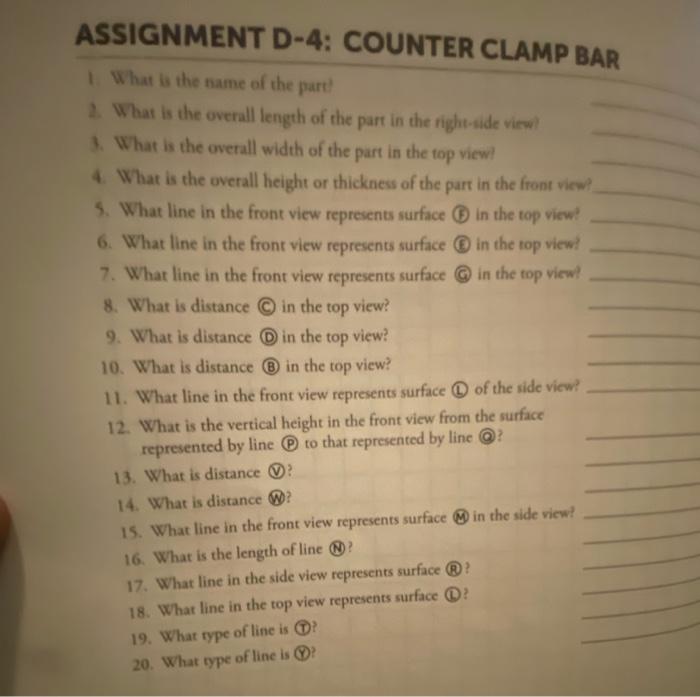 ASSIGNMENT D-4: COUNTER CLAMP BAR What is the name of | Chegg.com