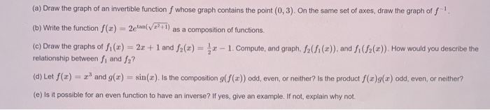 Solved (a) Draw the graph of an invertible function f whose | Chegg.com