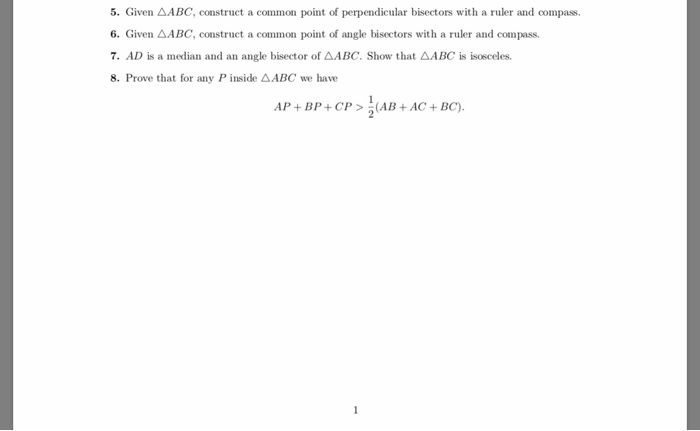 Solved 5. Given AABC, construct a common point of | Chegg.com