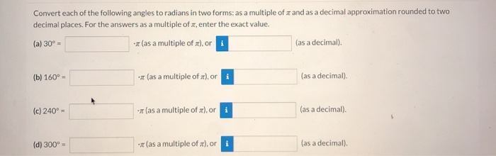 Solved Convert each of the following angles to radians in | Chegg.com