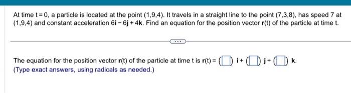 Solved At time t=0, a particle is located at the point | Chegg.com