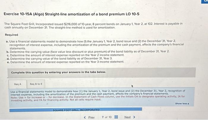 Solved Exercise 10-15A (Algo) Straight-line amortization of | Chegg.com