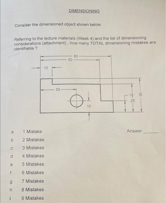 Solved DIMENSIONING Consider the dimensioned object shown | Chegg.com