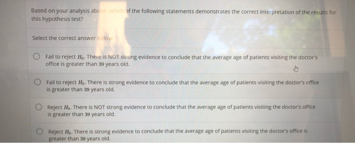 Solved Based on your analysis above, which of the following | Chegg.com