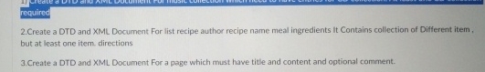 Solved 2.Create a DTD and XML. ﻿Document For list recipe | Chegg.com