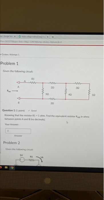 Solved Glven the following circuit Question 1 (1 point). → | Chegg.com