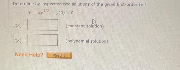 Solved Determine by inspection two solutions of the given | Chegg.com