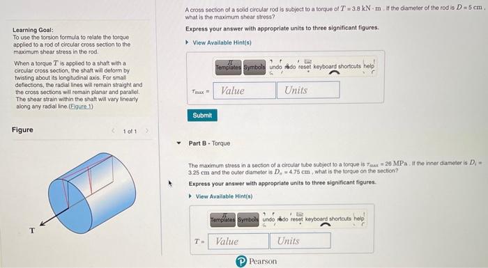 Solved A cross section of a solid circular rod is subject to | Chegg.com