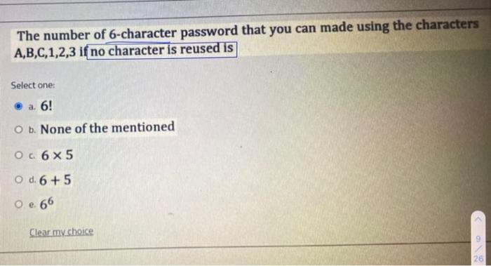 Solved The number of 6-character password that you can made | Chegg.com