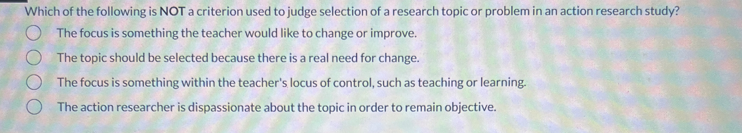 Solved Which of the following is NOT a criterion used to | Chegg.com