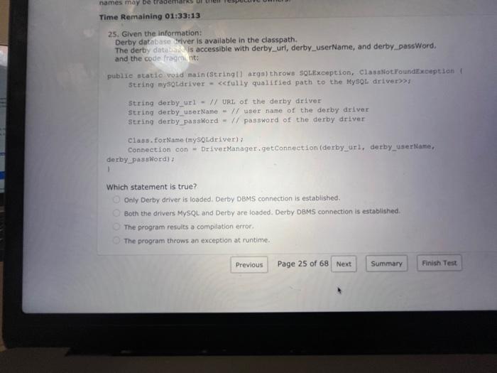 Solved Time Remaining 01:33:13 25. Given the information: | Chegg.com
