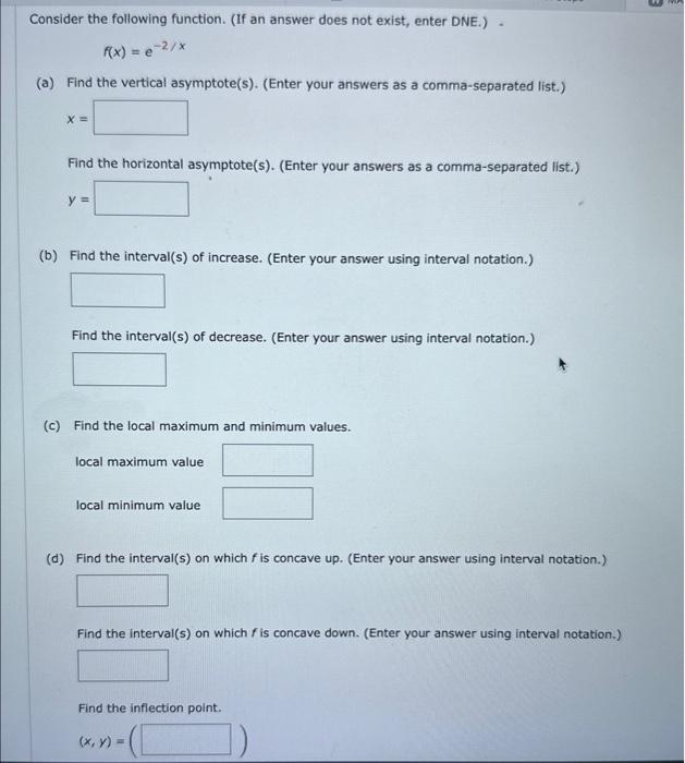 Solved Consider the following function. (If an answer does | Chegg.com