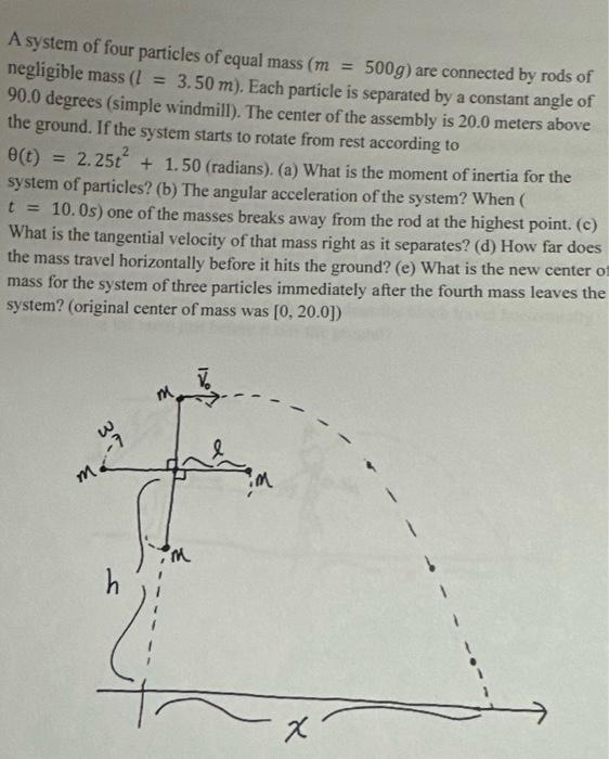 Solved A system of four particles of equal mass (m=500 g ) | Chegg.com