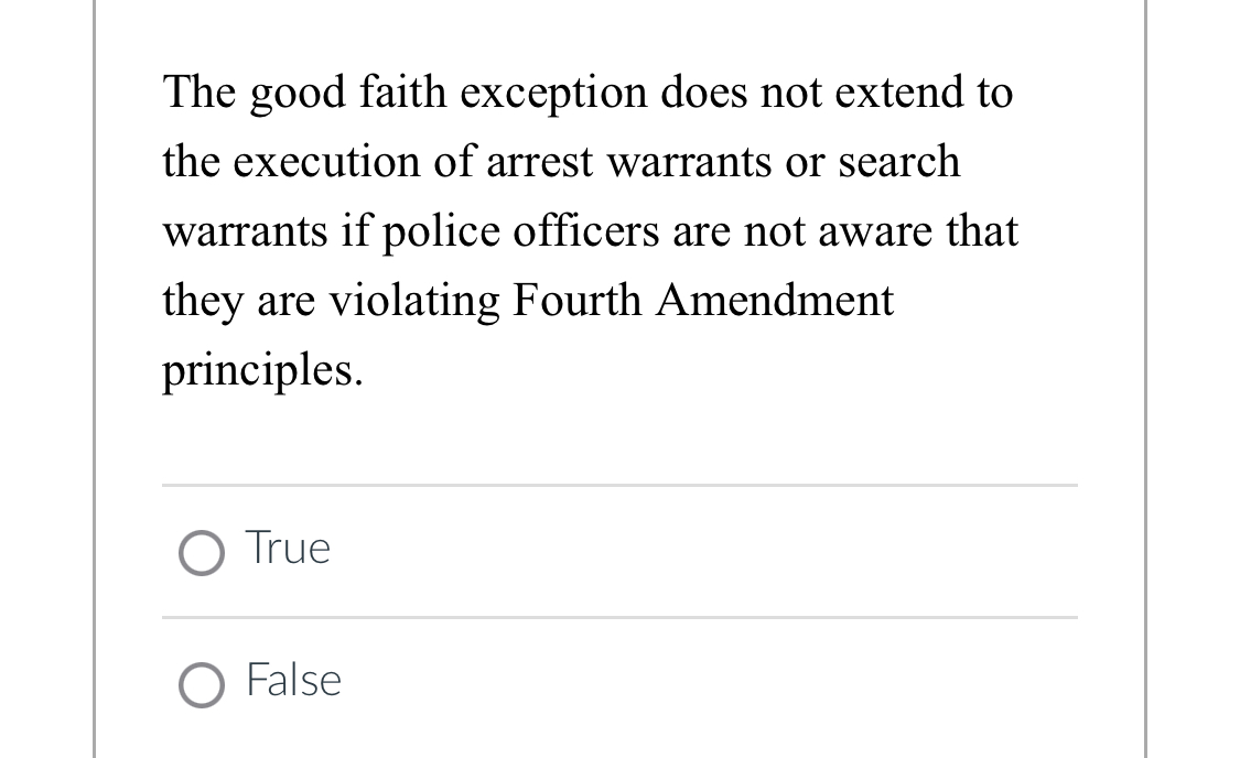 Solved The good faith exception does not extend to the | Chegg.com