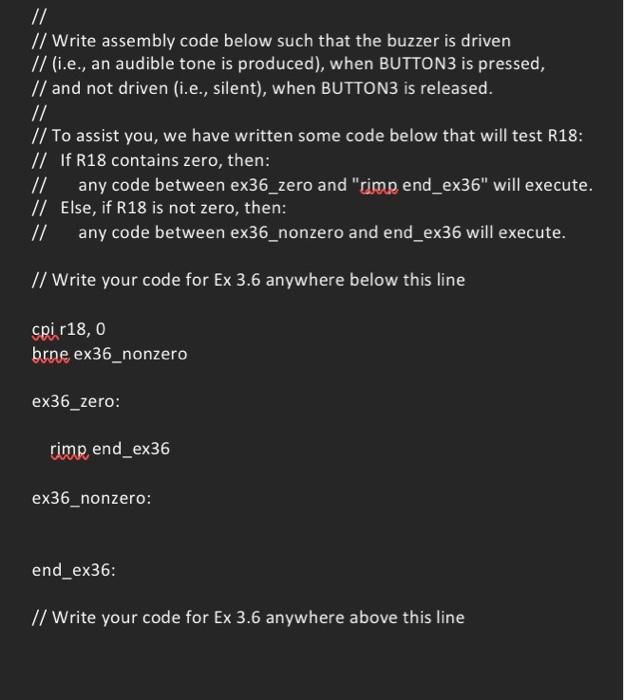Solved 11 // Write assembly code below such that the buzzer | Chegg.com