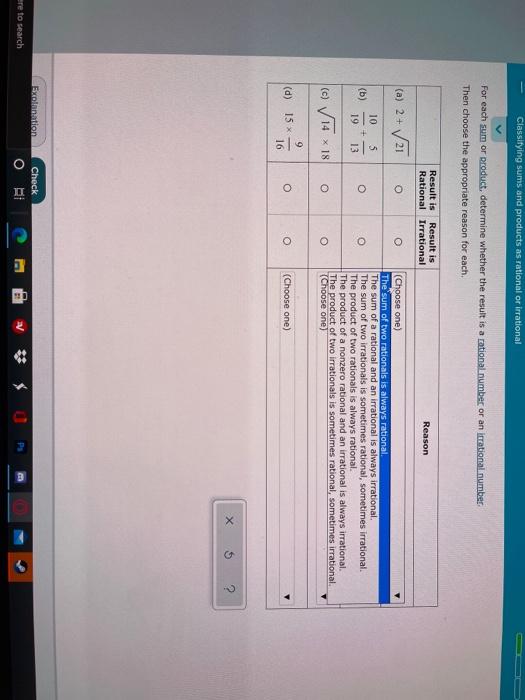 Solved Classifying sums and products as rational or | Chegg.com