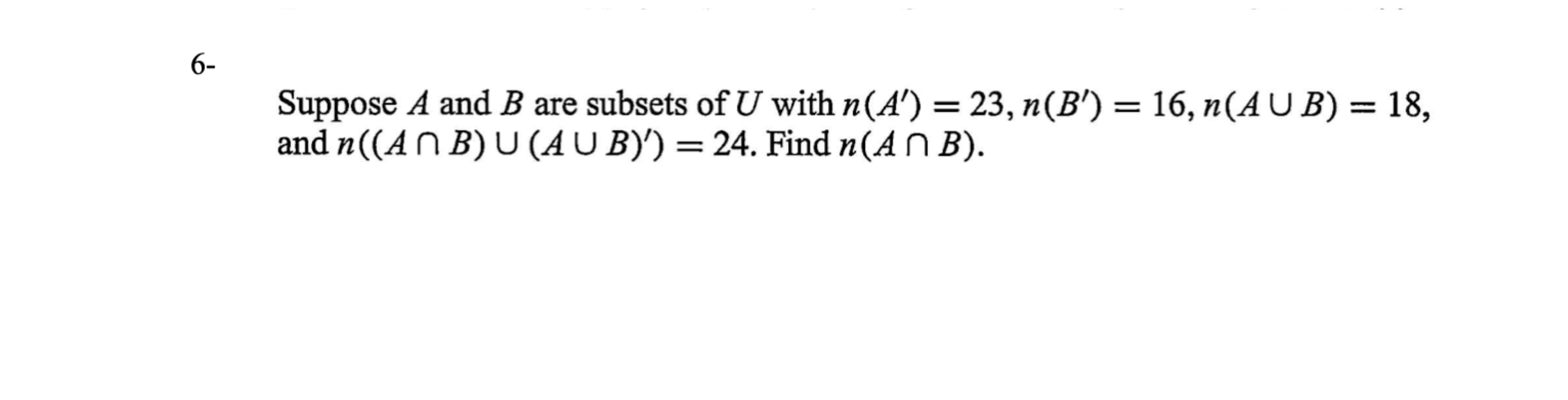 6 Suppose A And B Are Subsets Of U With