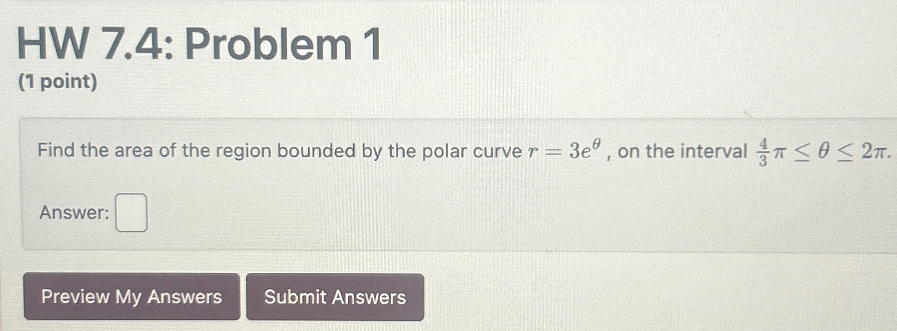 Solved HW 7.4: Problem 1(1 ﻿point)Find the area of the | Chegg.com