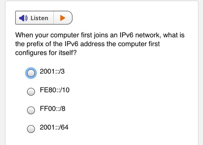 Solved Listen When your computer first joins an IPv6 | Chegg.com