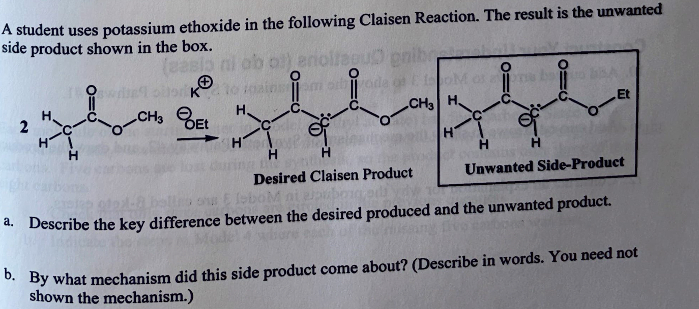 Solved A student uses potassium ethoxide in the following | Chegg.com