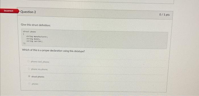 Solved Glve this struct definition: strict phore f strine | Chegg.com
