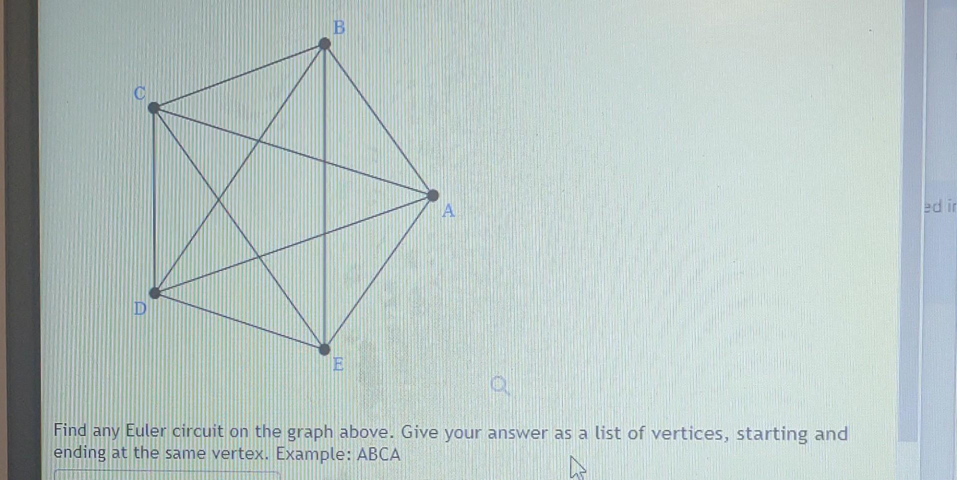 Solved Find any Euler circuit on the graph above. Give your | Chegg.com
