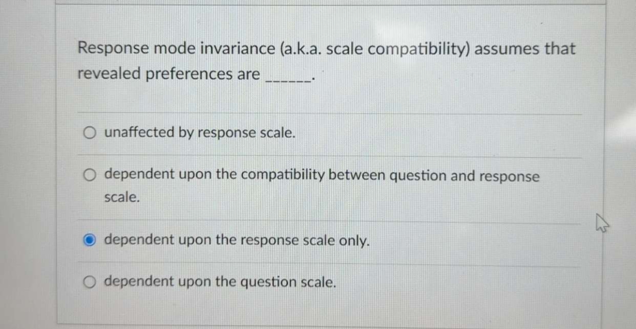 Solved Response mode invariance (a.k.a. ﻿scale | Chegg.com