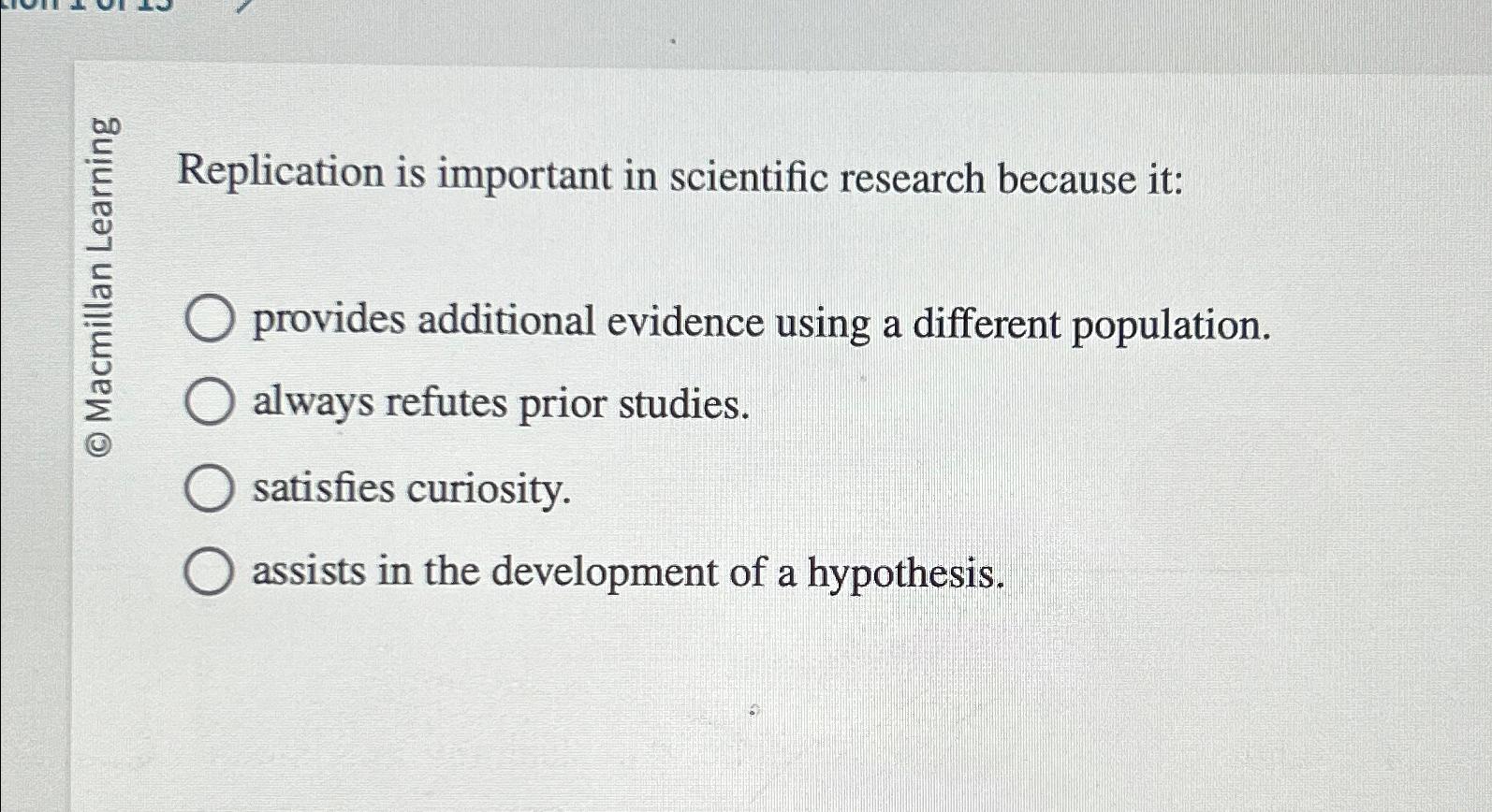 Solved Replication is important in scientific research | Chegg.com