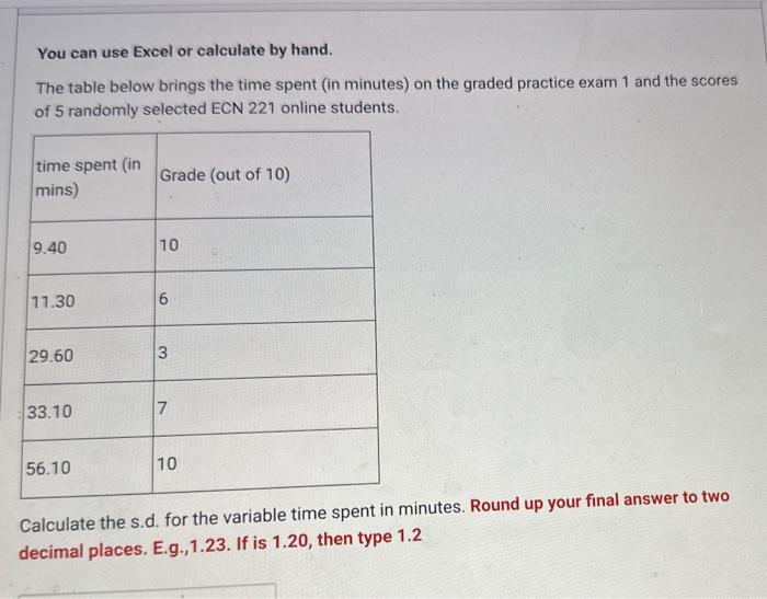 Solved You can use Excel or calculate by hand. The table | Chegg.com