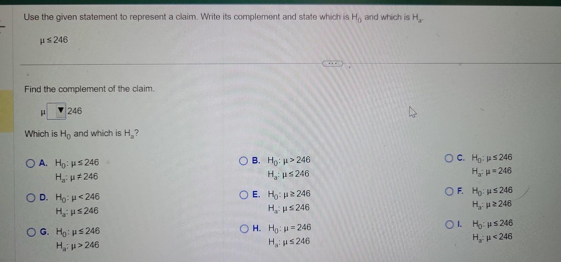 Solved Use the given statement to represent a claim. Write | Chegg.com