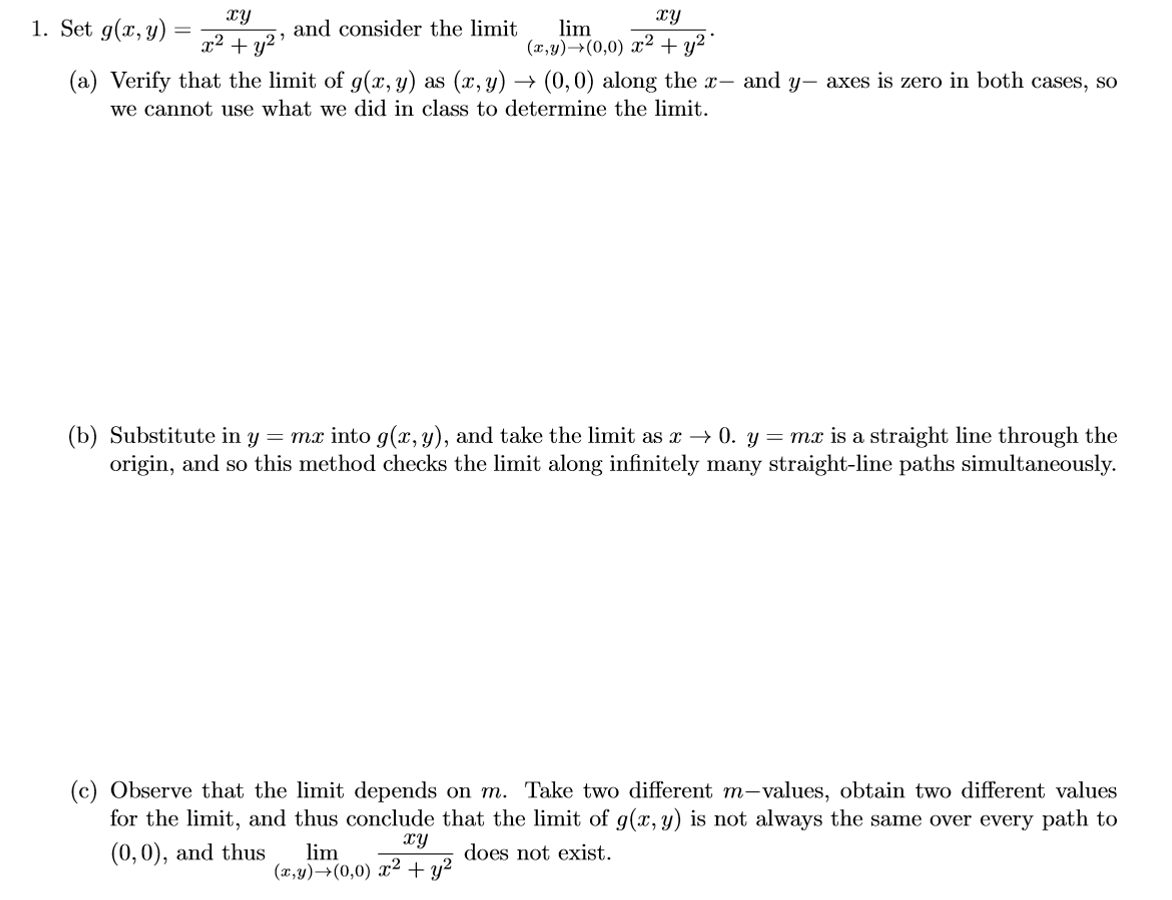 Solved Set g(x,y)=xyx2+y2, ﻿and consider the limit | Chegg.com