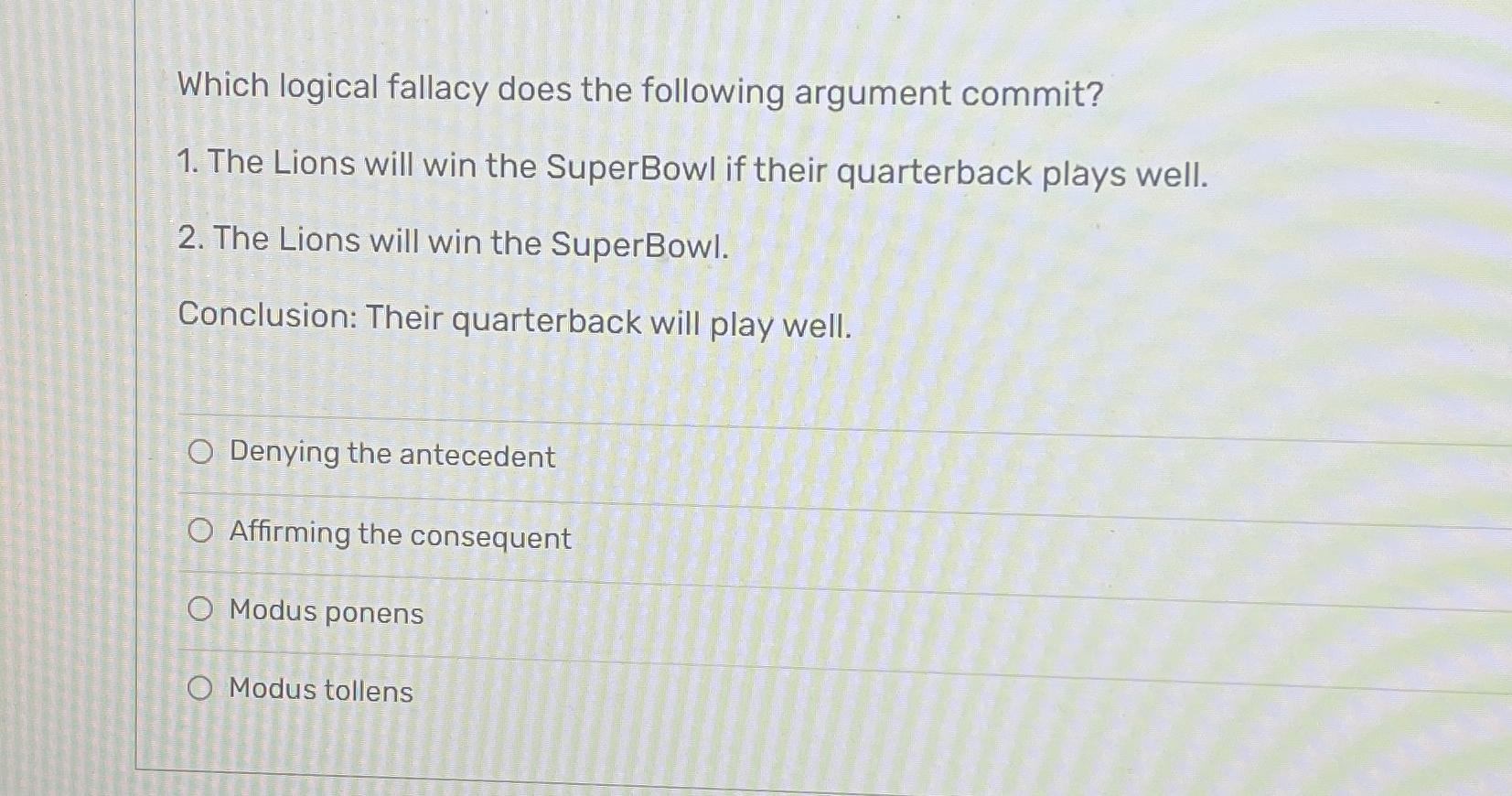 Solved Which logical fallacy does the following argument | Chegg.com