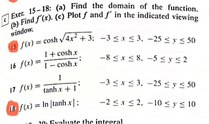 Solved window. Exer. 15 - 18: (a) Find the domain of the | Chegg.com Solved window. Exer. 15 - 18: (a) Find the domain of the | Chegg.com