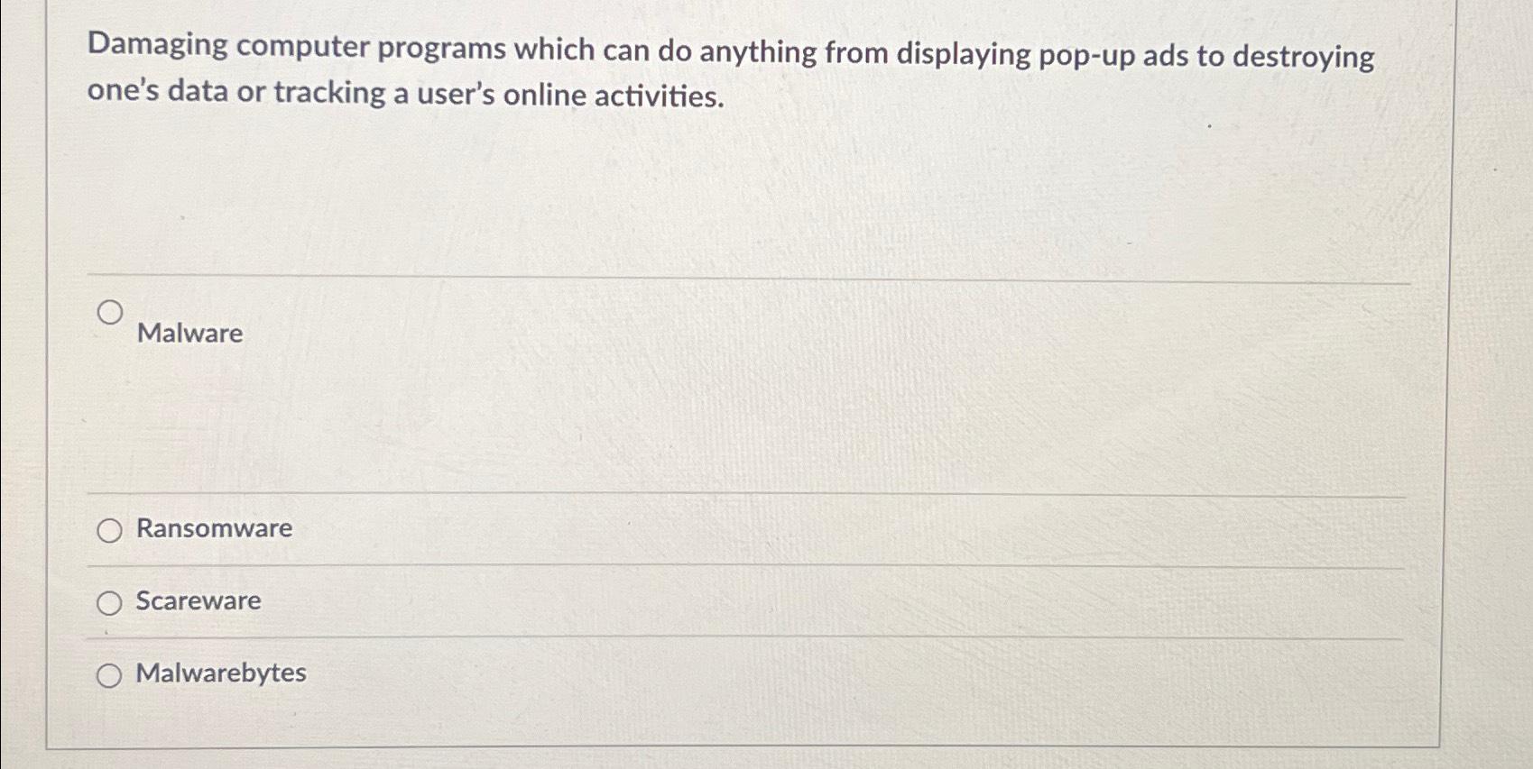 Solved Damaging computer programs which can do anything from | Chegg.com
