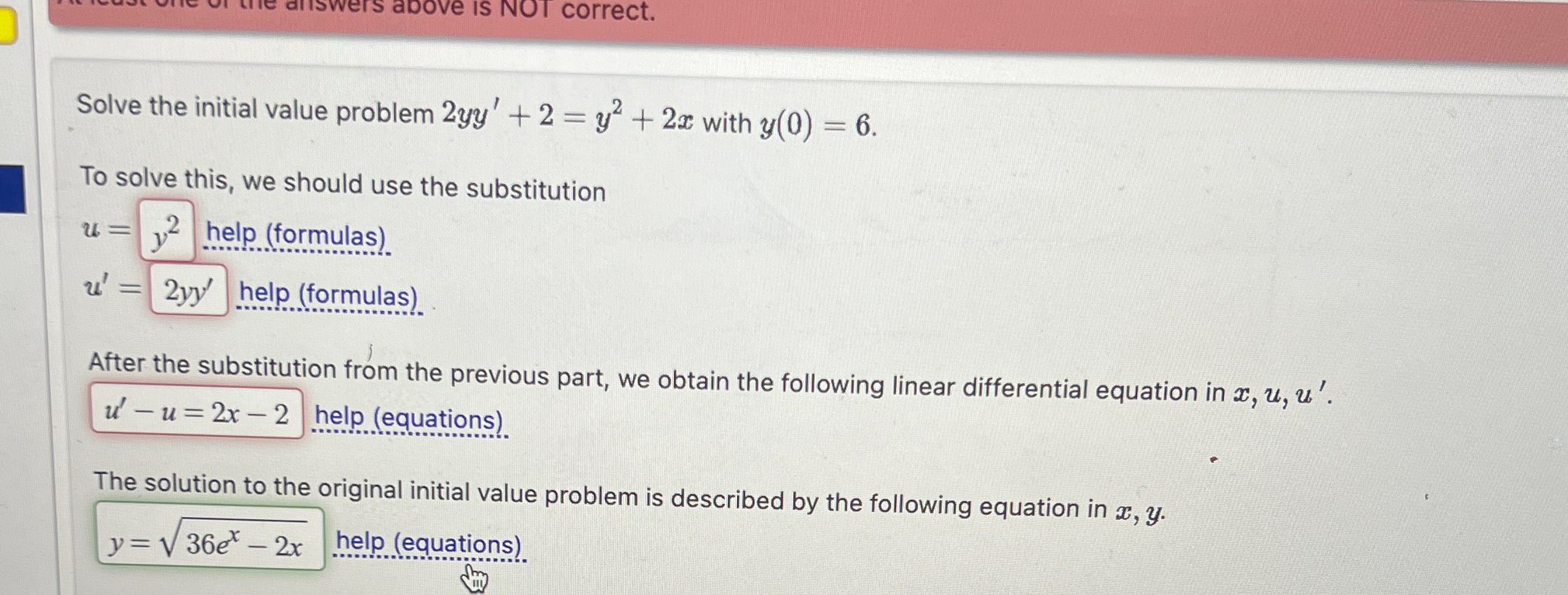 Solved Solve the initial value problem 2yy'+2=y2+2x ﻿with | Chegg.com