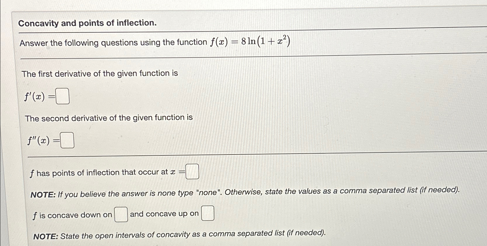 Solved Concavity and points of inflection.Answer the | Chegg.com