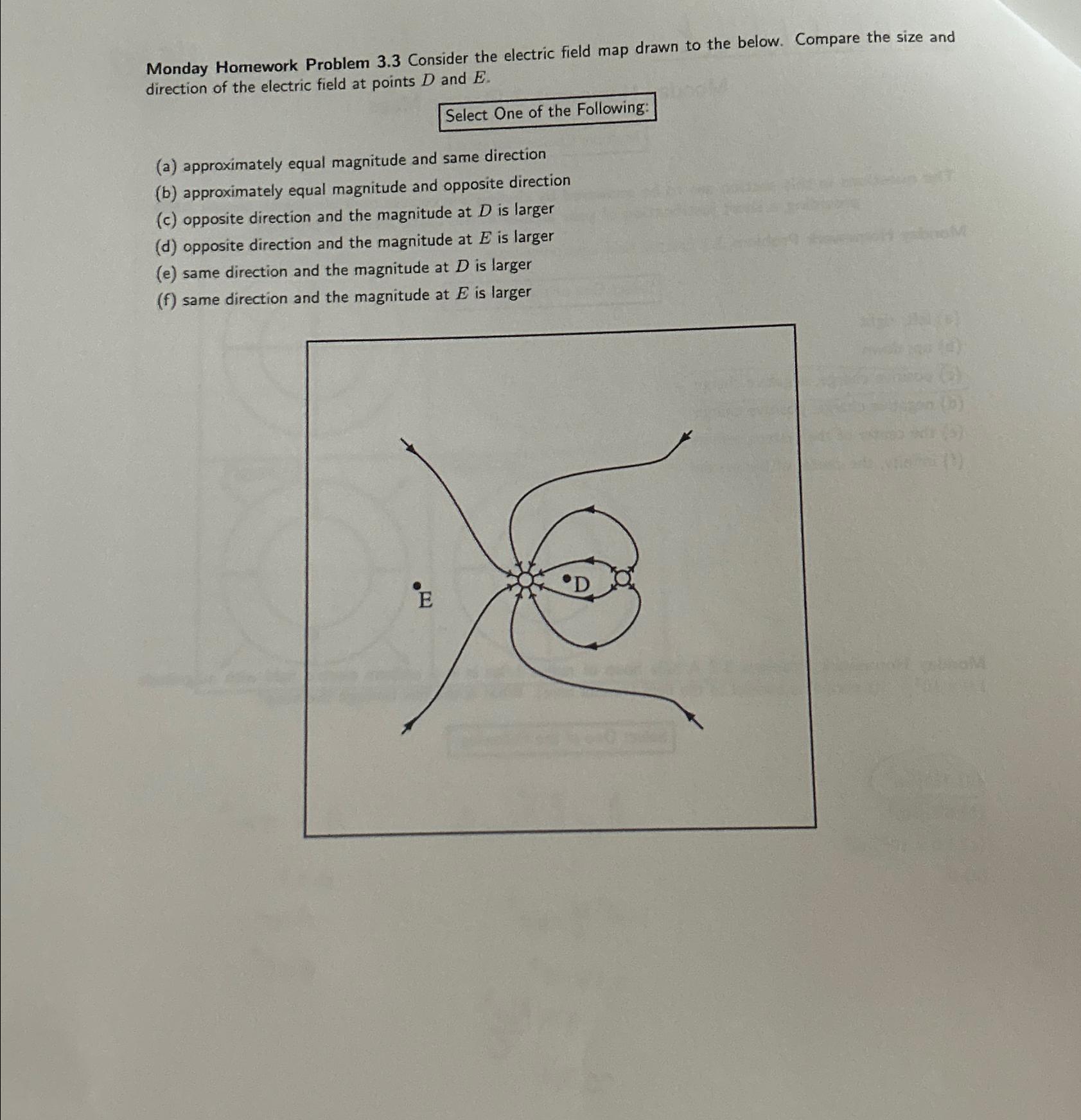 Solved Monday Homework Problem 3.3 Consider the electric | Chegg.com Solved Monday Homework Problem 3.3 Consider the electric | Chegg.com