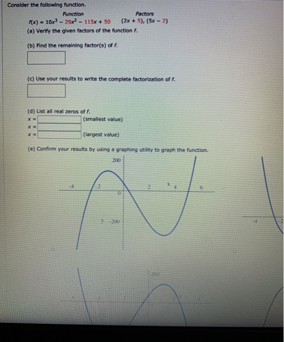 Solved Consider the following function. Function Factors | Chegg.com
