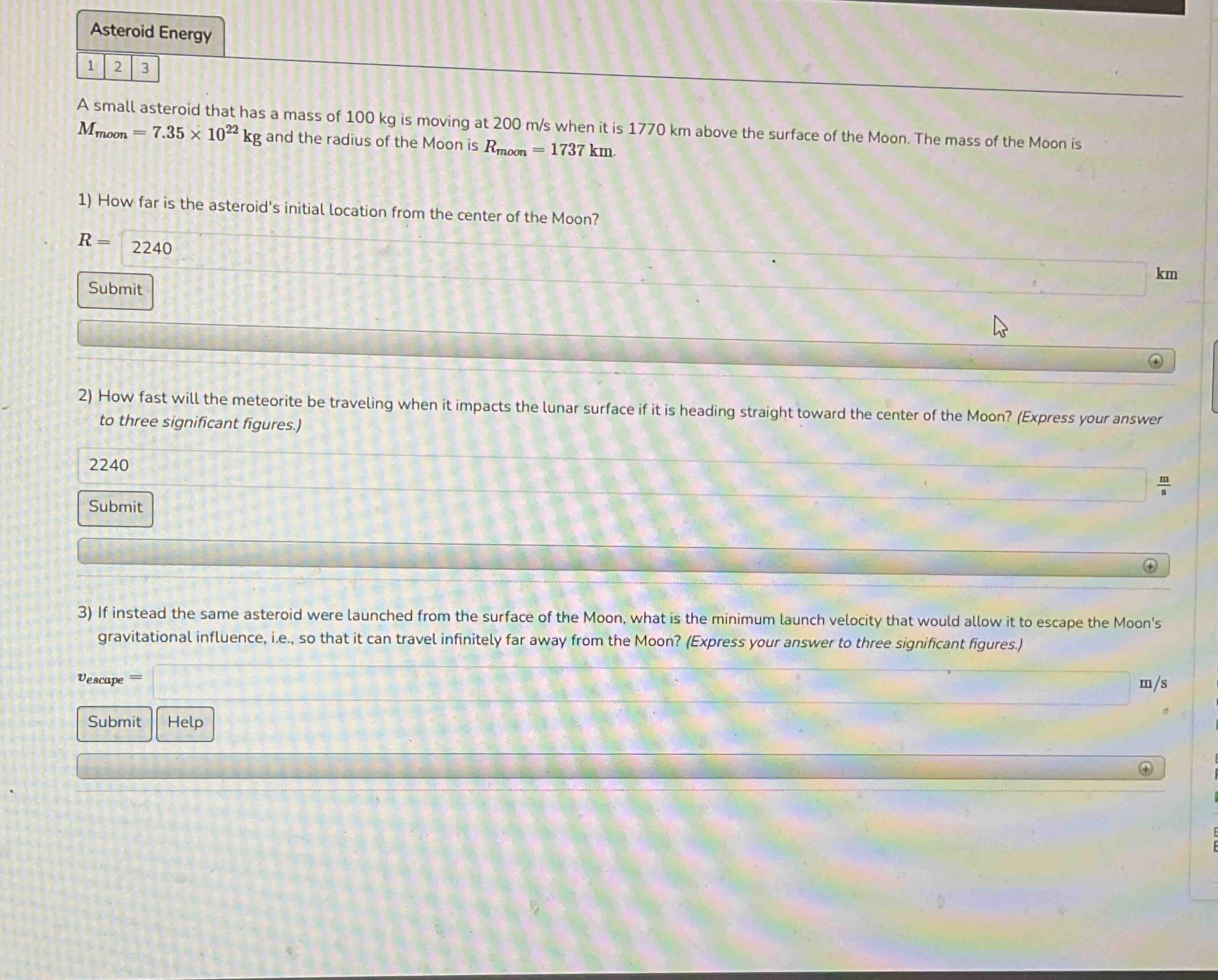 Solved Asteroid EnergyA small asteroid that has a mass of | Chegg.com